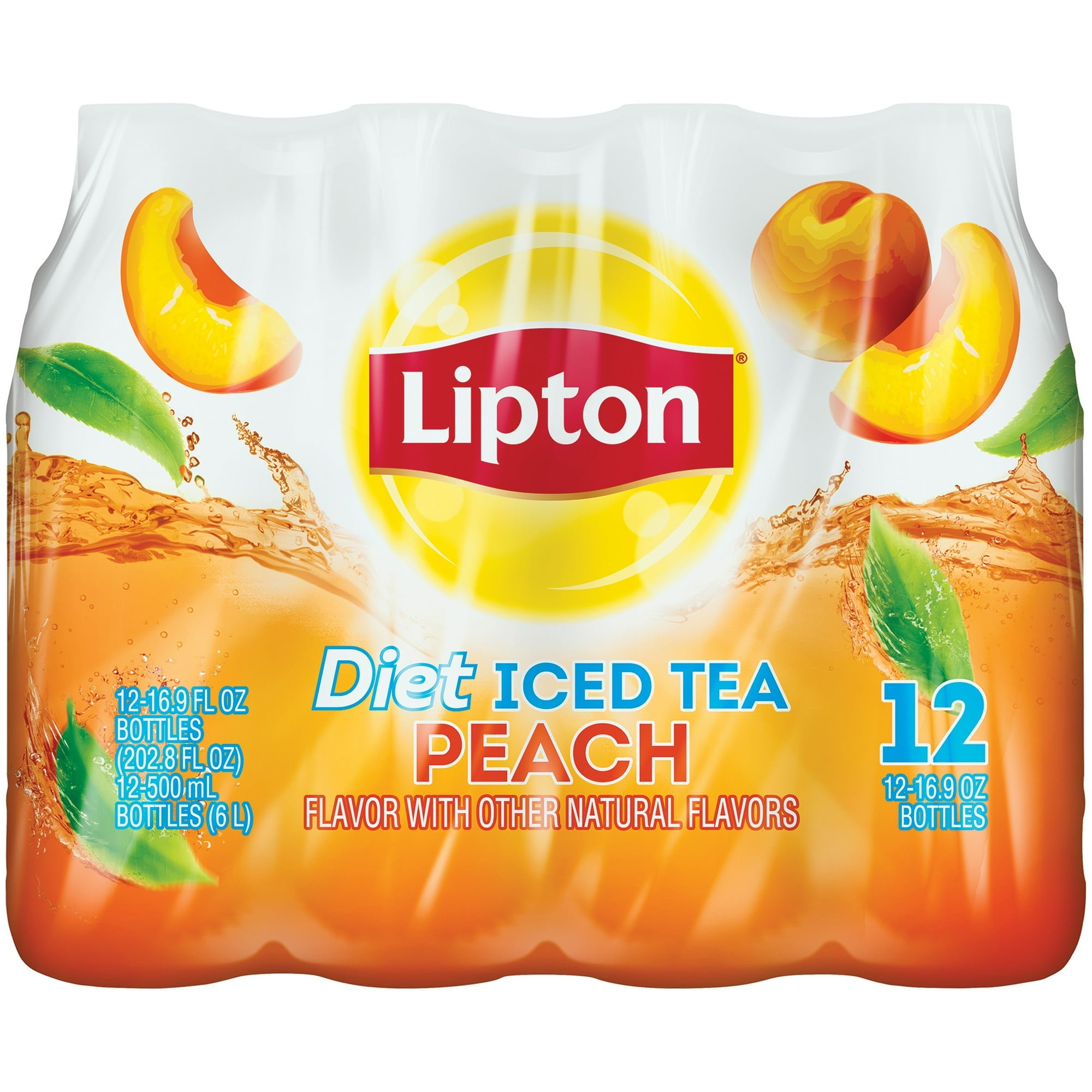 Lipton Diet Peach Iced Tea, 16.9 fl oz, 12 Pack Bottles - Walmart.com