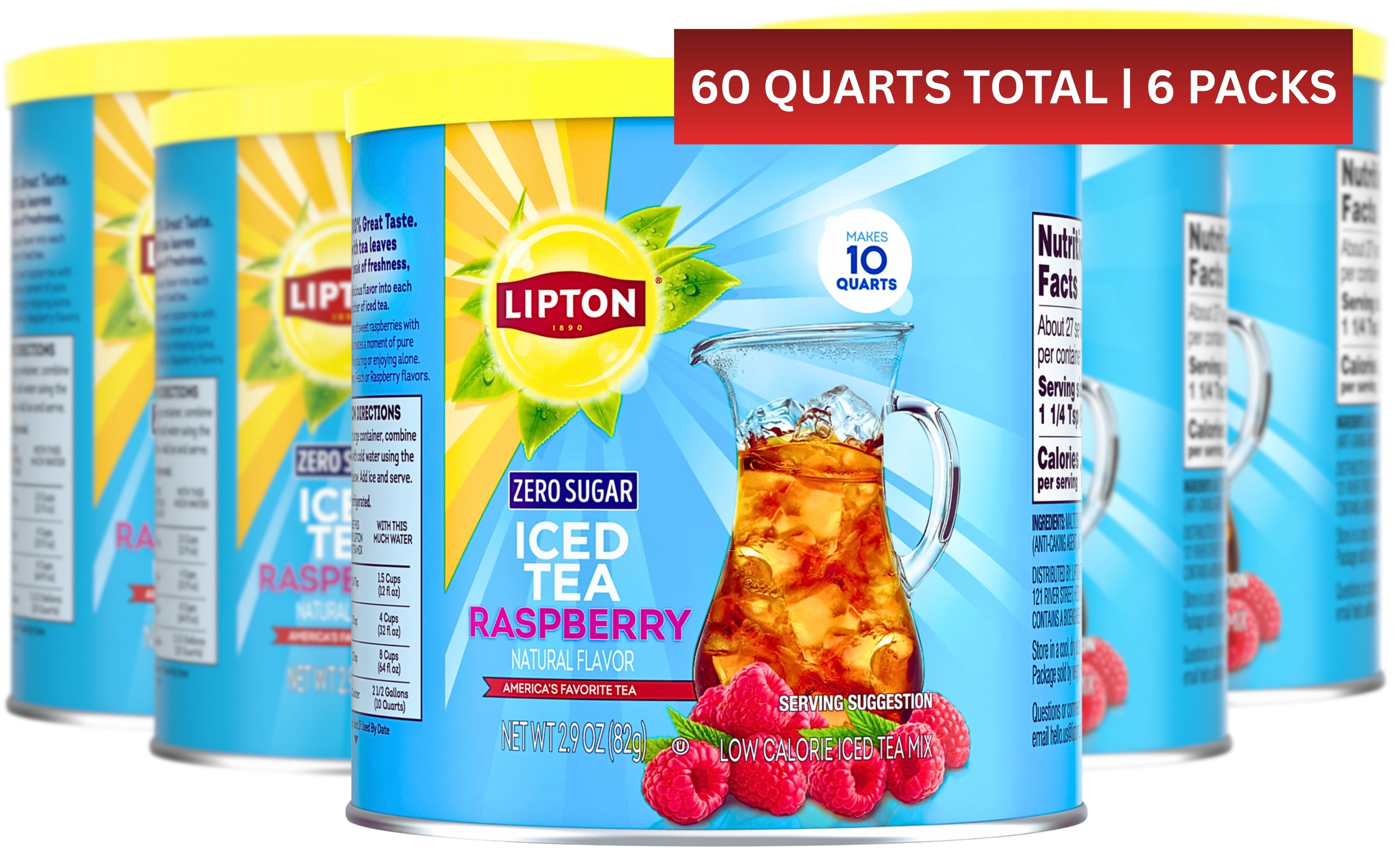 Lipton Diet Raspberry Iced Tea Mix, Makes 10 Quarts, Case Pack of 6 ...