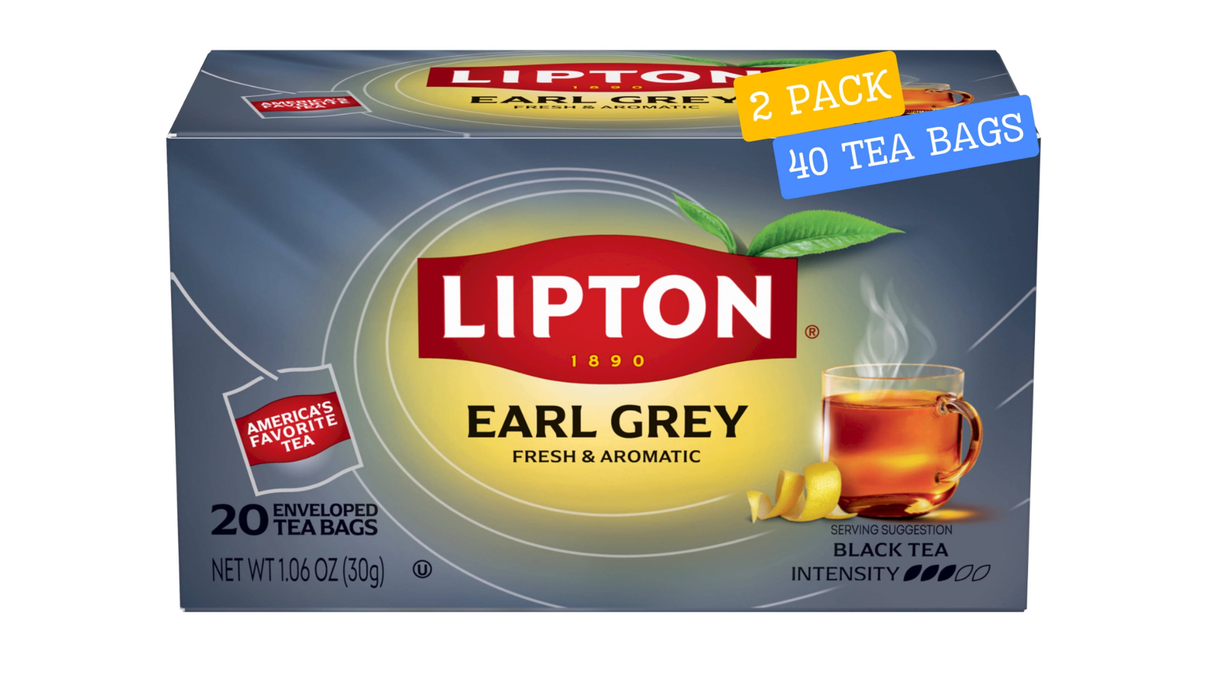 Lipton Earl Grey Black Tea Bags, Flavored Tea Bags, 40 Count (Pack of 2 ...