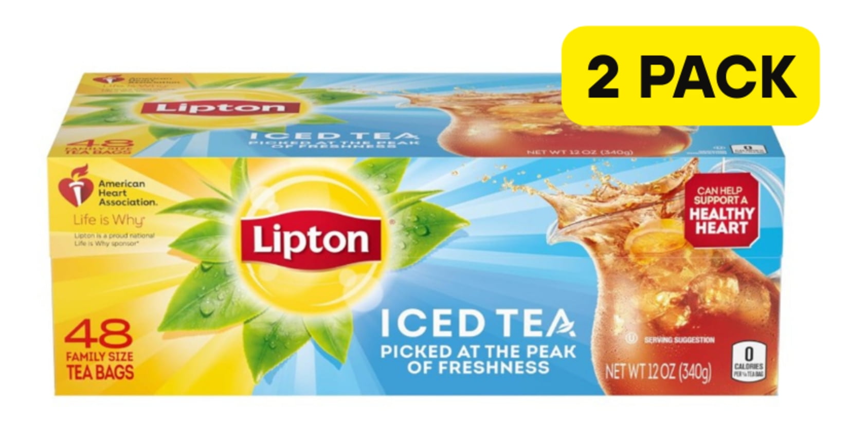 Lipton Family Size Black Tea Bags, Unsweetened Iced Tea, 48 Count per ...