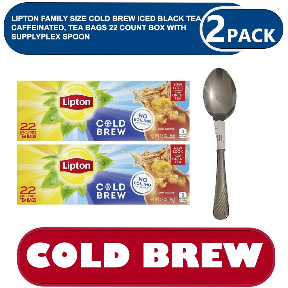 Lipton Family Size Cold Brew Iced Black Tea, Caffeinated, 22 Count Tea ...