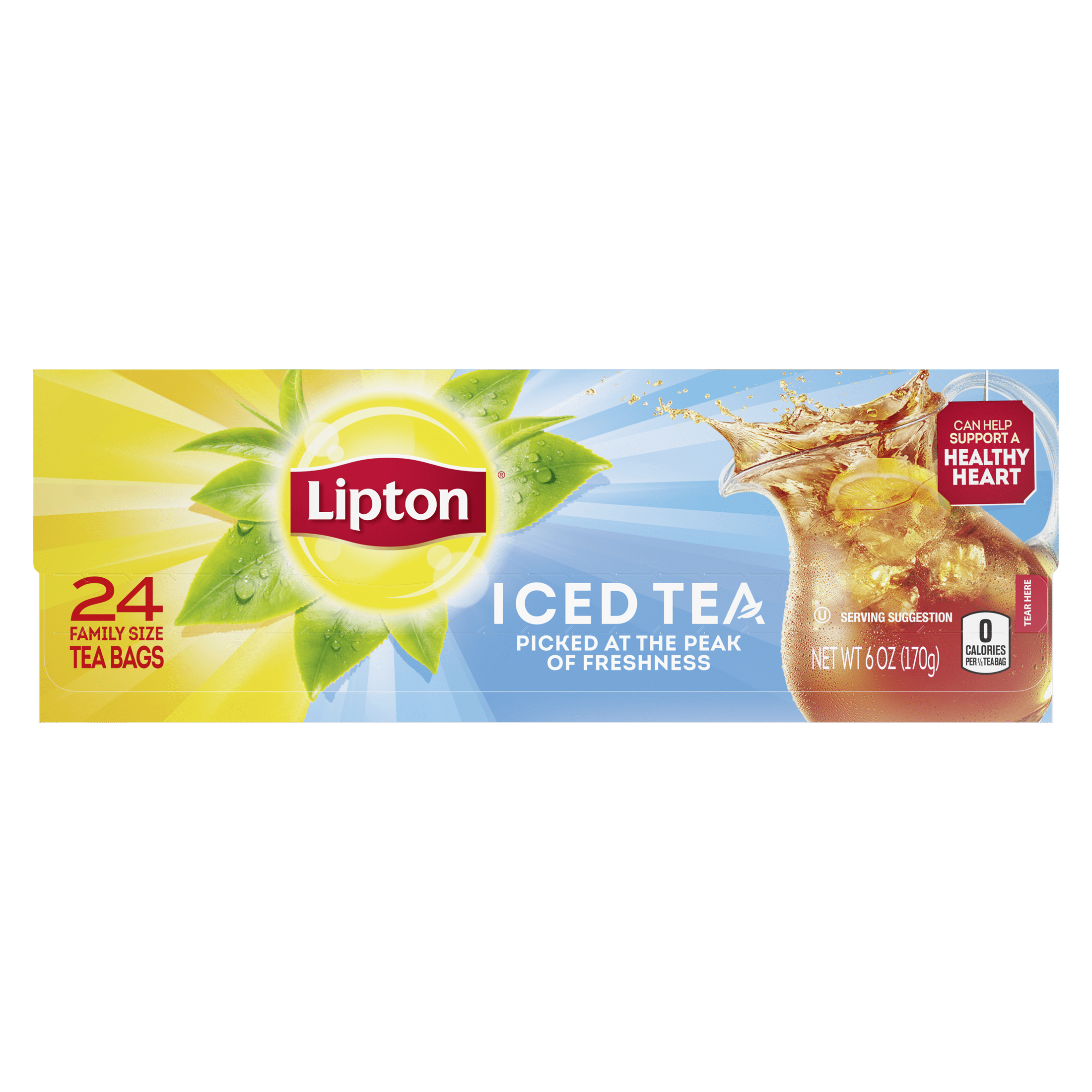Lipton Large Quart Unsweetened Black Tea, 24 Count Big Tea Bags Family ...