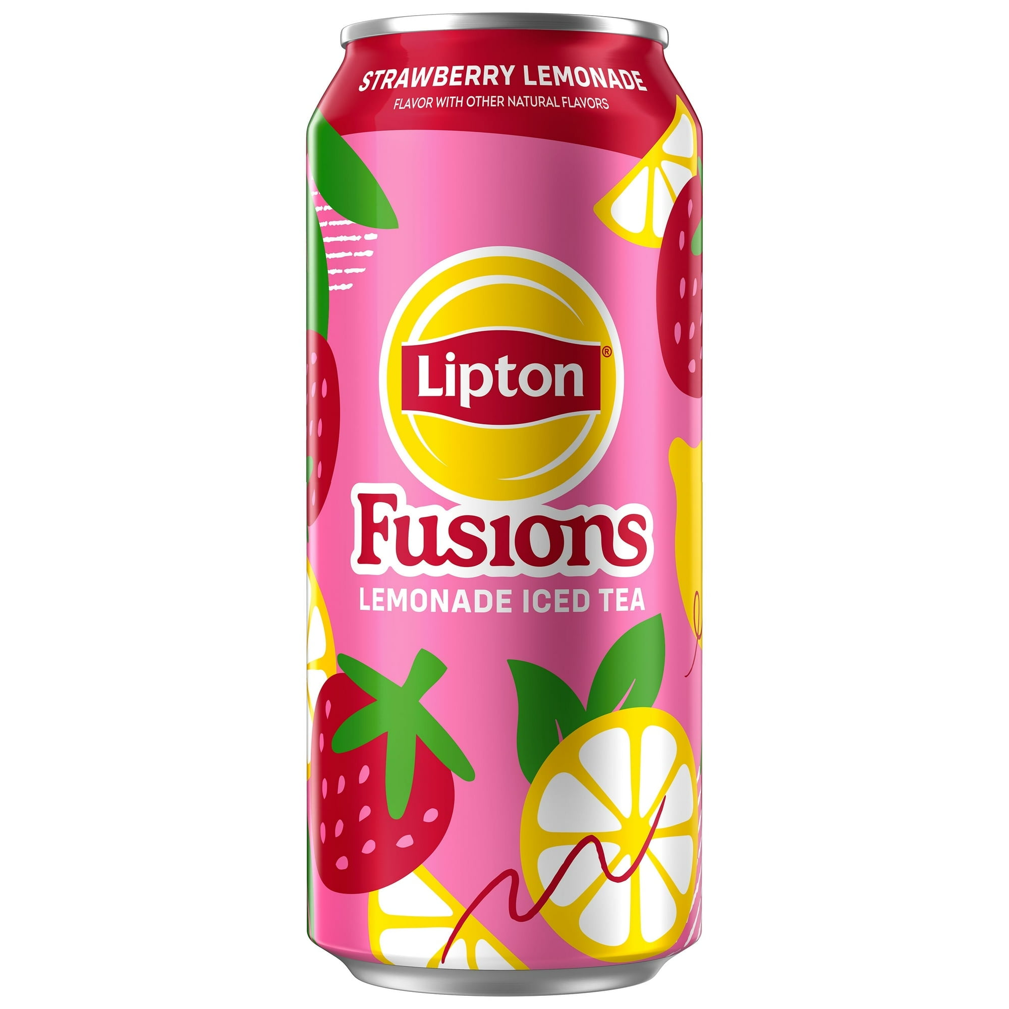 Lipton Fusions Iced Tea Strawberry Lemonade 16 fl oz Can - Walmart.com