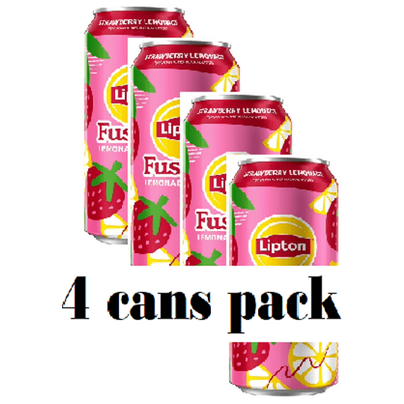Lipton Fusions Iced Tea Strawberry Lemonade 4Cans 16 fl oz - Walmart.com