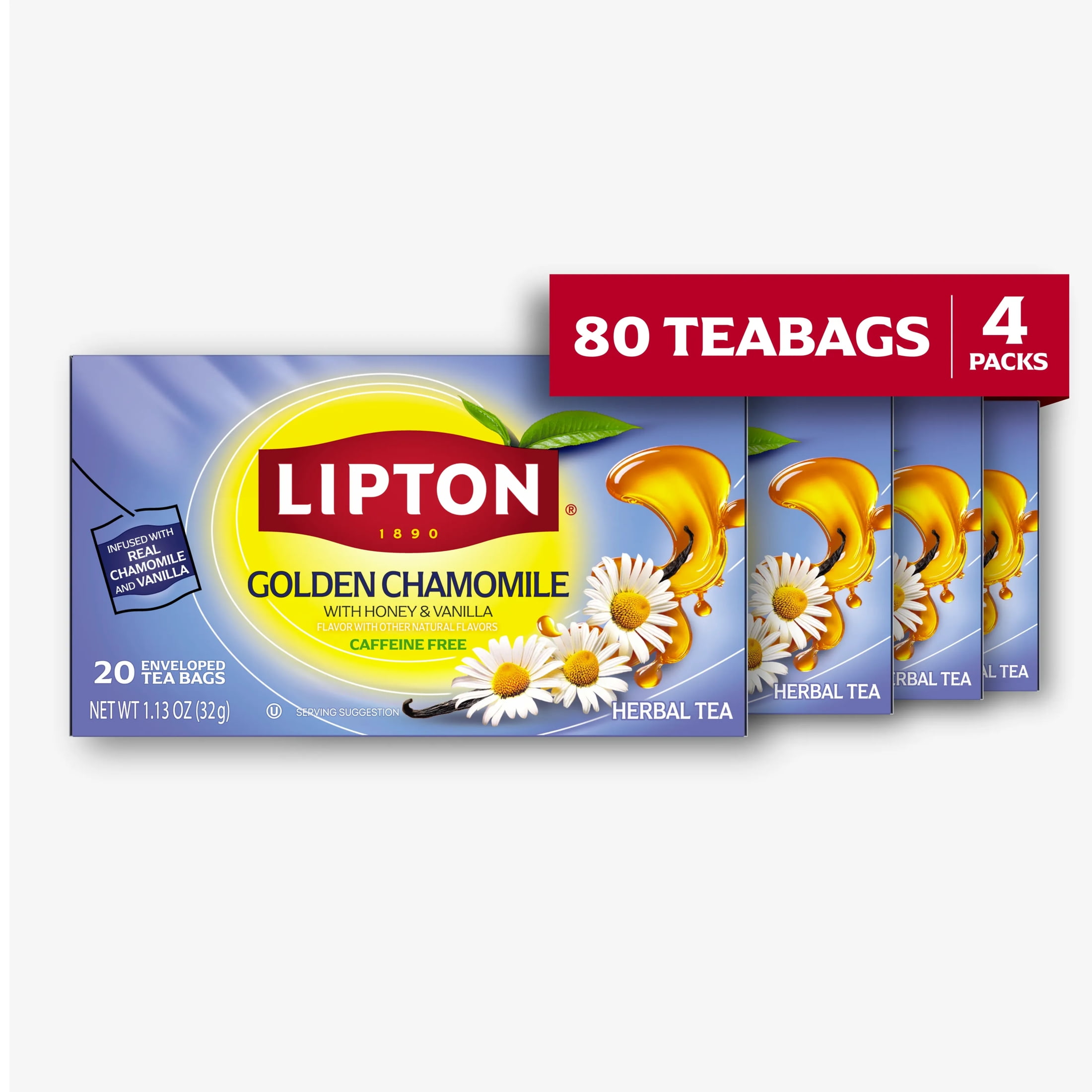 Lipton Golden Chamomile Tea Bags, Fruit & Herbal Tea, Caffeine Free, 20 ...