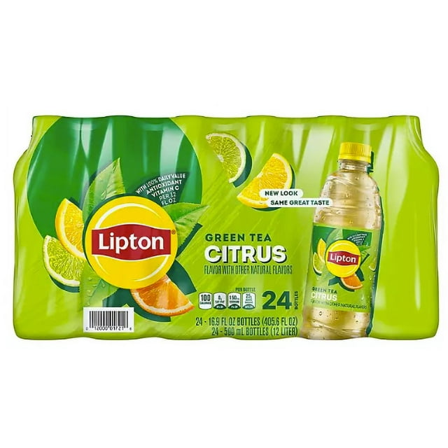 Lipton Green Tea Citrus Flavor, Refreshing Iced Tea, 24 Pack of 16.9 fl ...