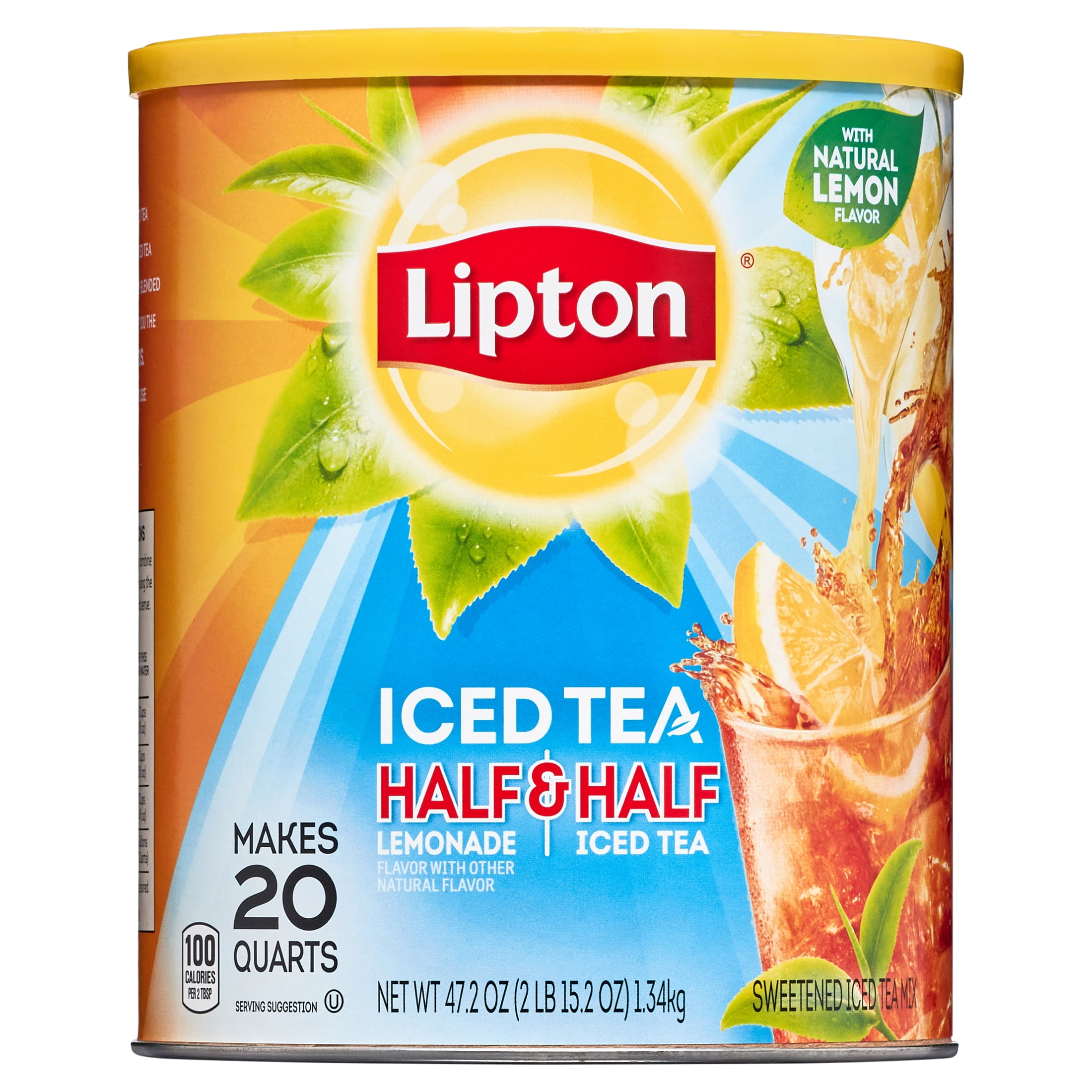 Lipton Half & Half Lemonade Iced Tea Mix Black Tea, Caffeinated ...