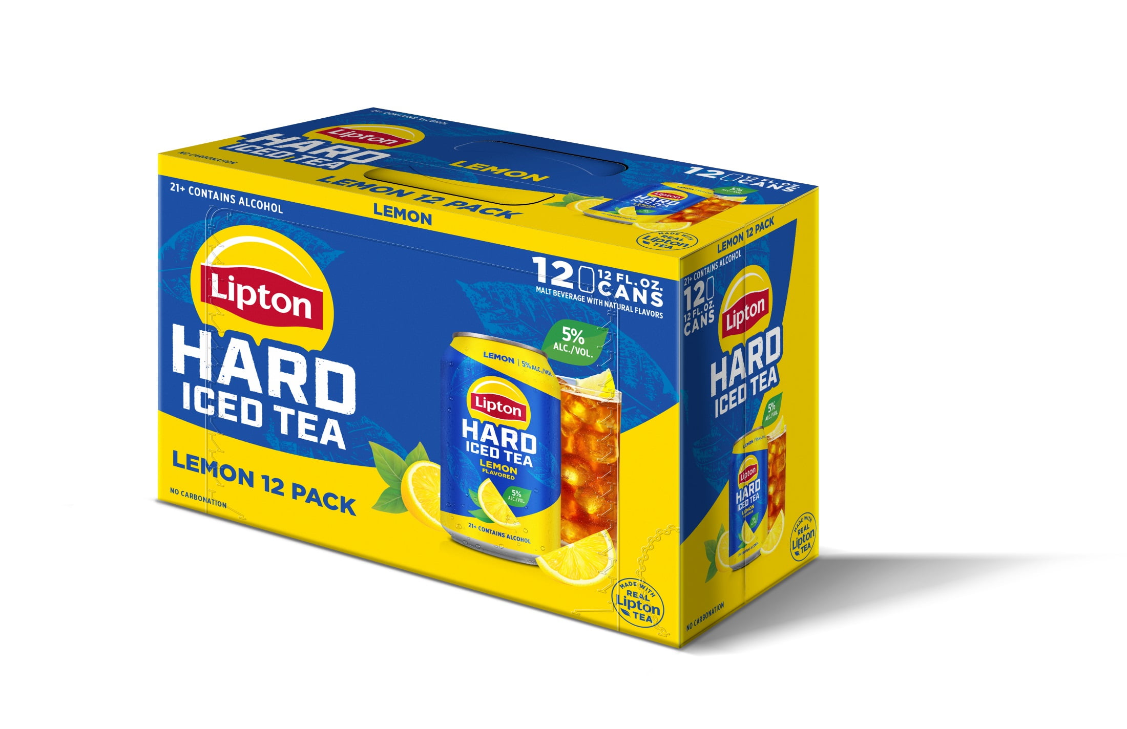 Lipton Hard Iced Tea Lemon, 12 Pack, 12 fl oz Cans, 5% ABV - Walmart.com