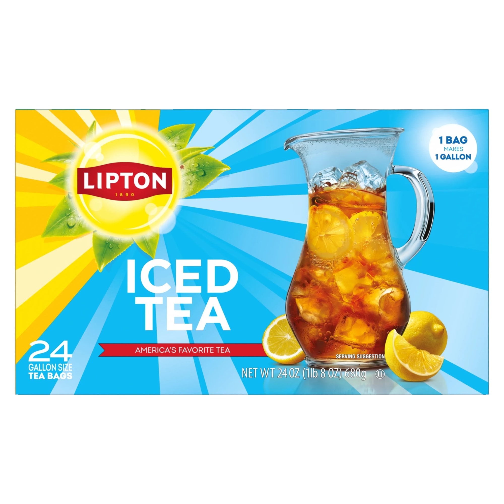 Lipton Iced Black Tea, Gallon Size Tea Bags, 24 Count - Walmart.com
