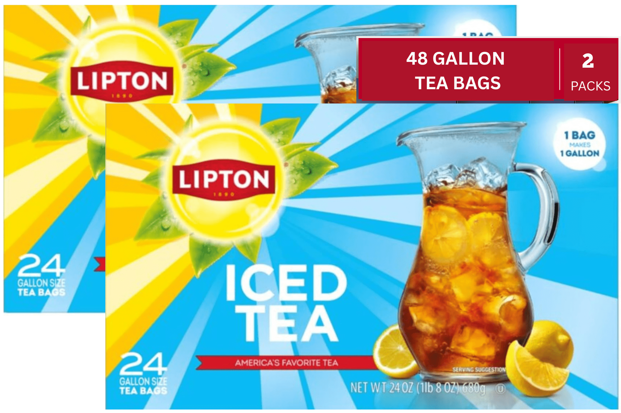 Lipton Iced Tea, Gallon Size Tea Bags, 48 ct, 115 mg Antioxidants per ...
