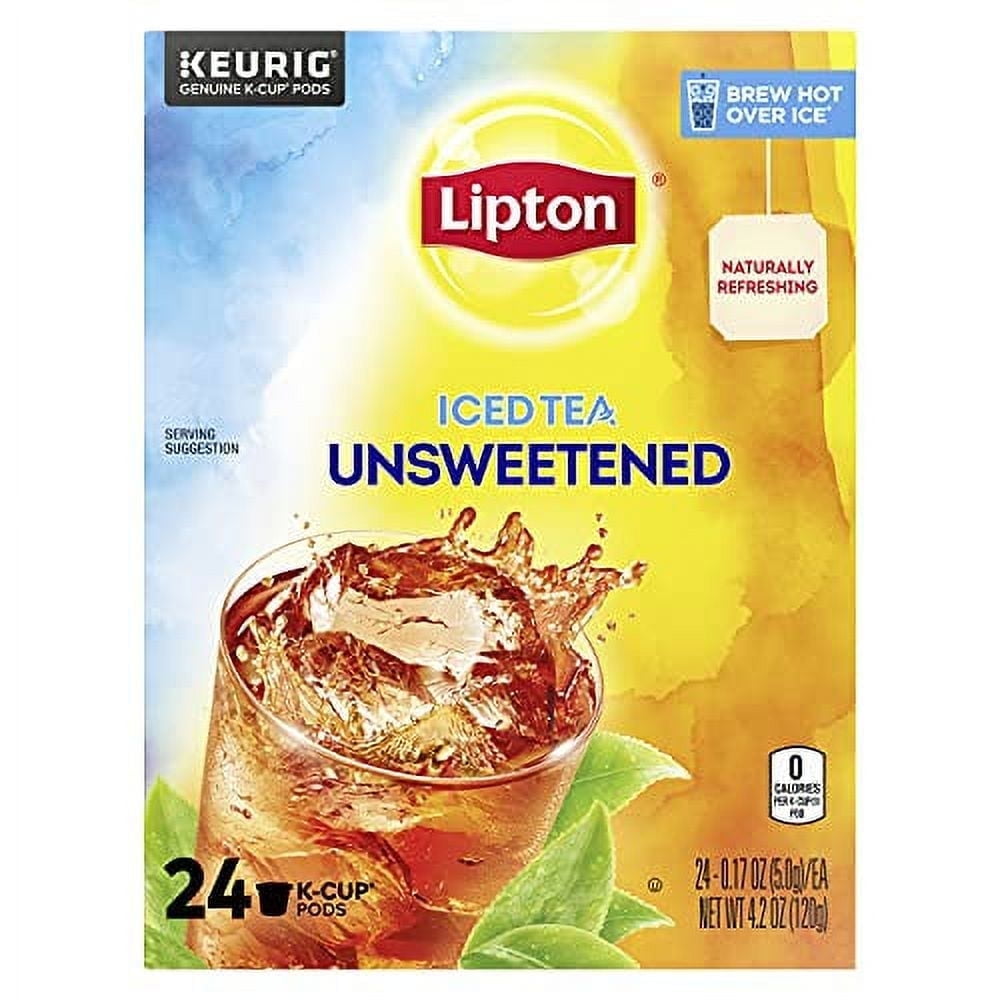 Lipton Unsweetened Black Iced Tea K-Cups, 24 Pods, Brew with Keurig ...