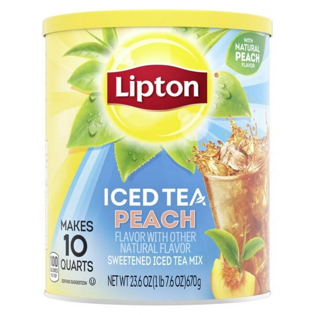 Lipton Instant Peach Iced Tea Mix, Sweetened, Caffeinated, Dairy Free ...