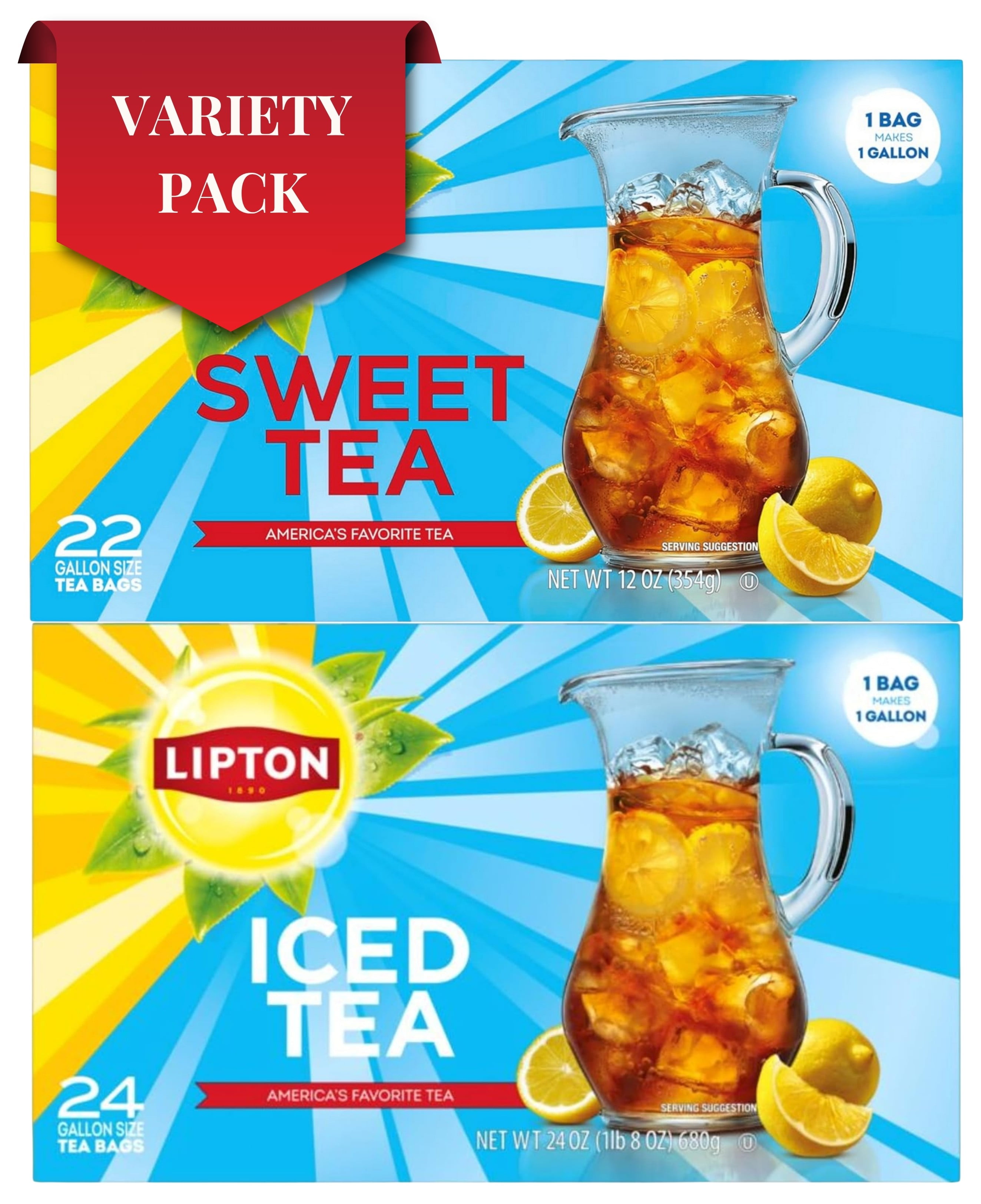 Lipton Iced Tea Variety Pack – Unsweetened & Southern Sweet Gallon Tea ...