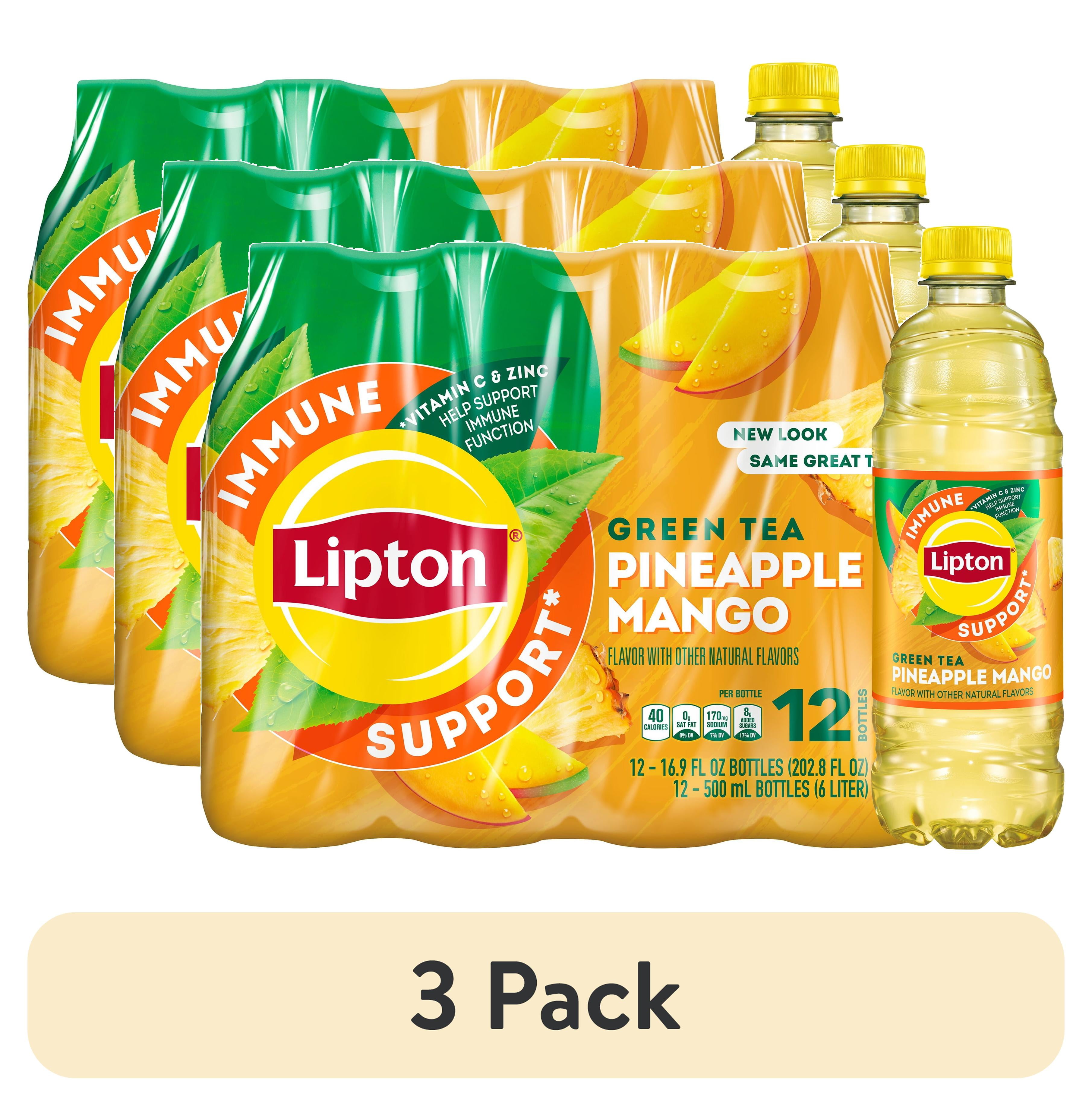 (3 pack) Lipton Immune Support Pineapple Mango Green Iced Tea 16.9 fl ...