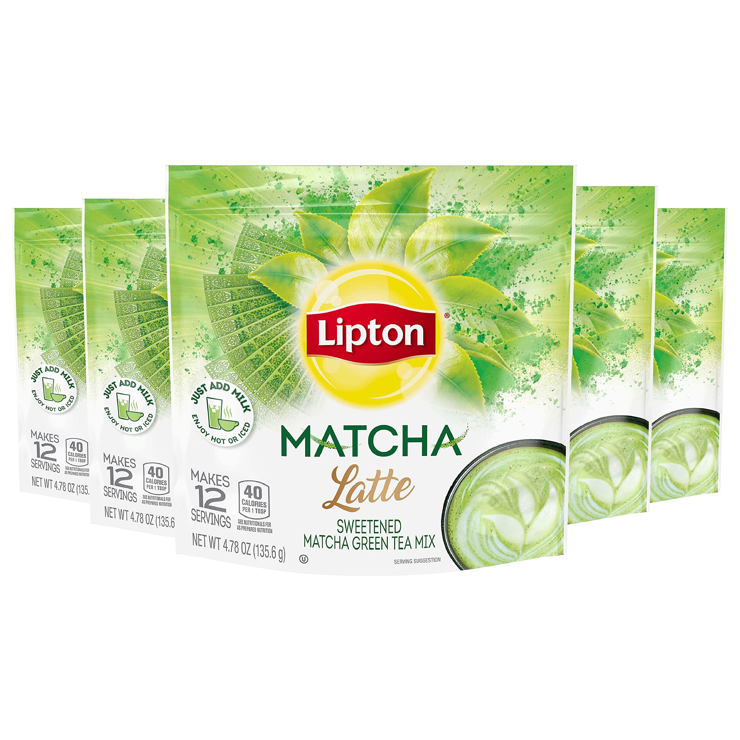 Lipton Japanese Matcha Latte Powder Mix, Sweetened, Add Milk of Choice ...