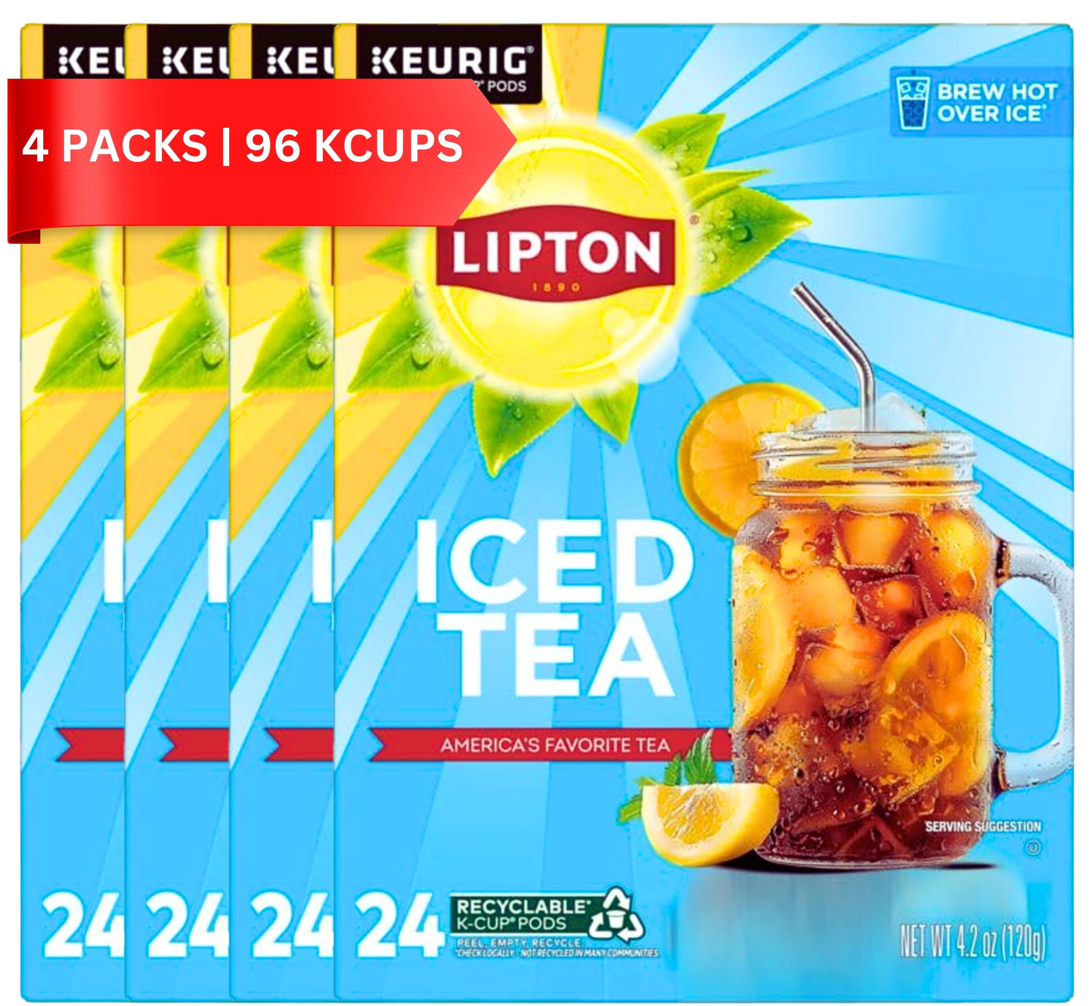 Lipton K-Cup Classic Unsweetened Iced Tea, 96 Count (24 Count Each ...