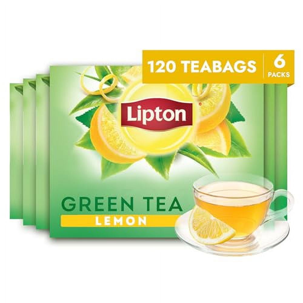 Lipton Lemon Green Tea Bags, Flavored, Unsweetened Teabags for Hot Tea ...