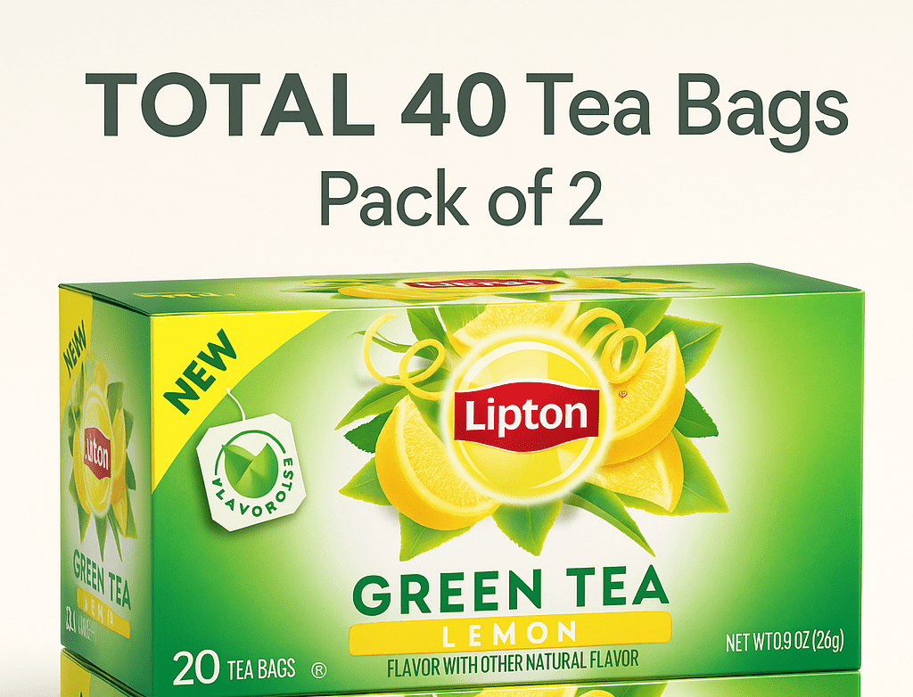 Lipton Lemon Green Tea Bags, Flavored, Unsweetened Teabags for Hot or ...