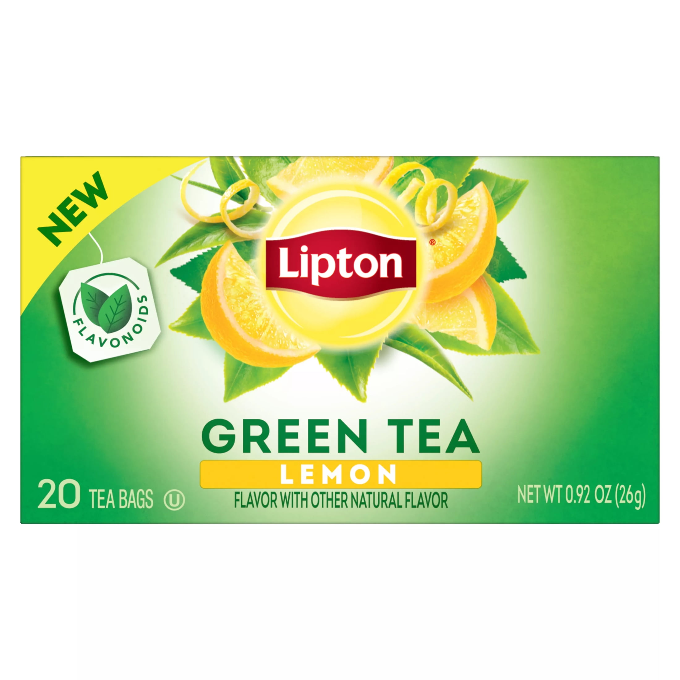 Lipton Lemon Green Tea Bags 20 Count with Citrus Flavor, Unsweetened ...