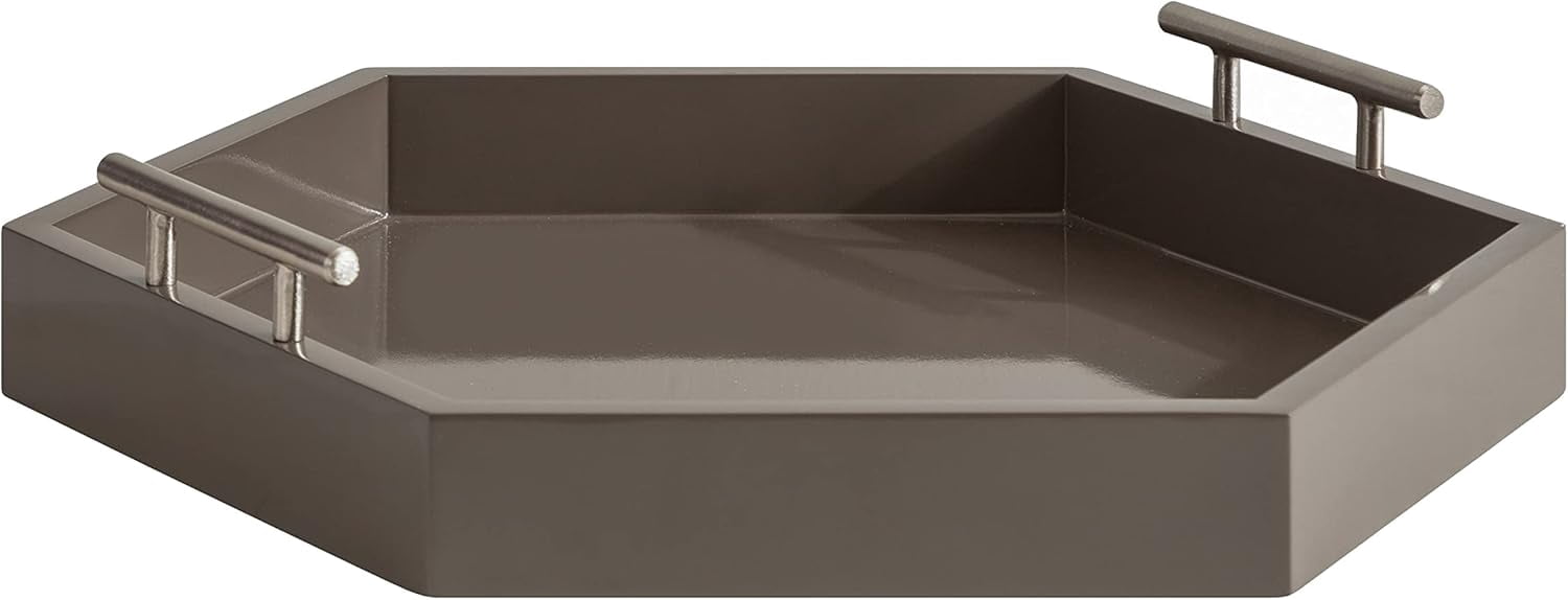 Lipton Modern Hexagon Tray, 18 X 15.5, Brown and Silver, Geometric ...