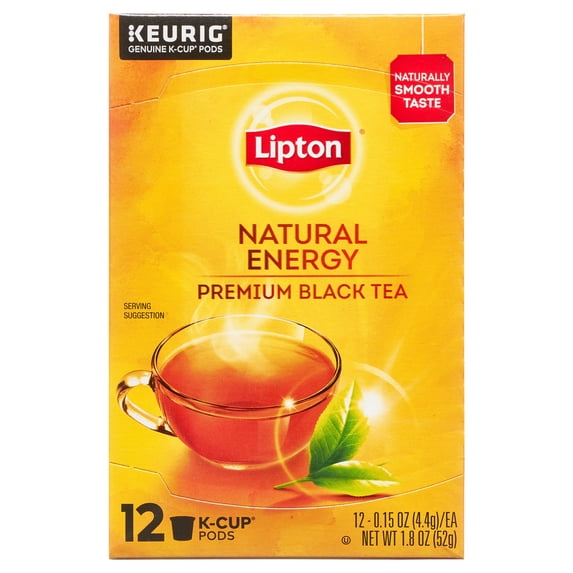 Lipton Natural Energy Premium Black Tea, Real Tea Leaves, Keurig ...