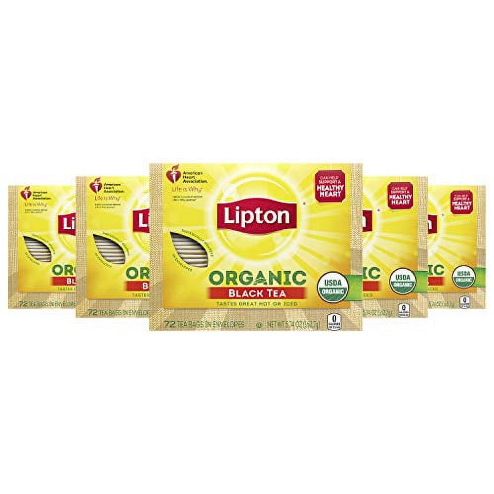 Lipton Organic Black Tea Bags, Supports Heart Health, 72 Count Pack of ...