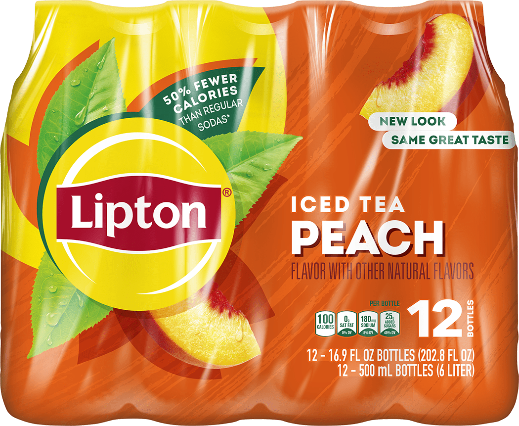 Lipton Peach Iced Tea, Bottled Tea Drink, 16.9 fl oz, 12 Pack Bottles ...