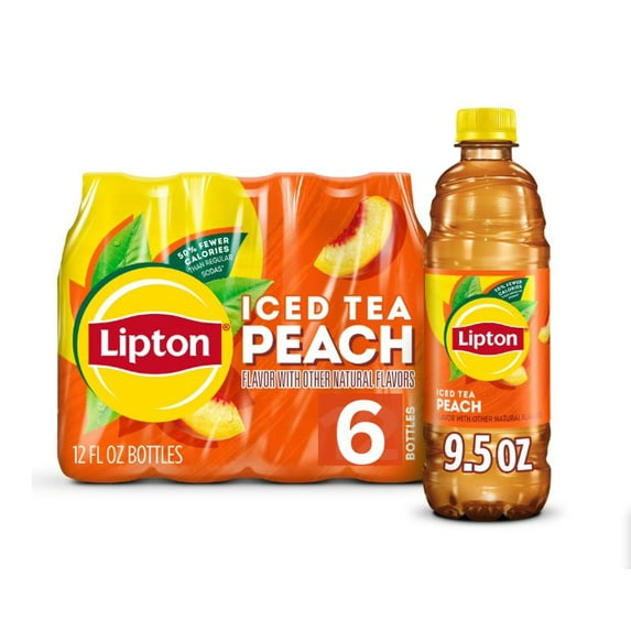 Lipton Peach Iced Tea, Bottled Tea Drink, 16.9 oz, 6 Pack (Pack of 1 ...