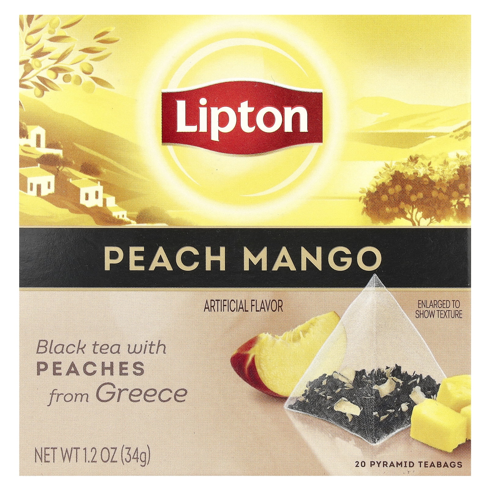 Lipton Black Tea Pyramid Bags, Peach Mango Flavor, Rainforest Alliance ...