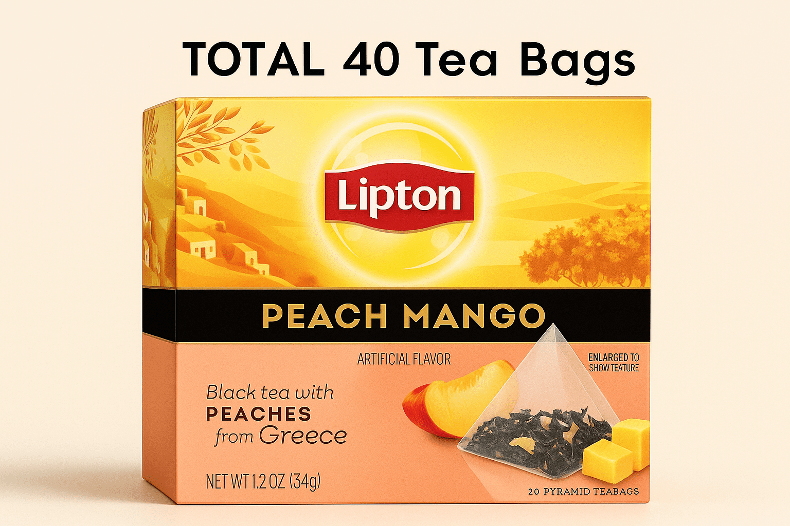 Lipton Peach Mango Black Tea Pyramid Tea Bags, Flavored Tea Bags with ...