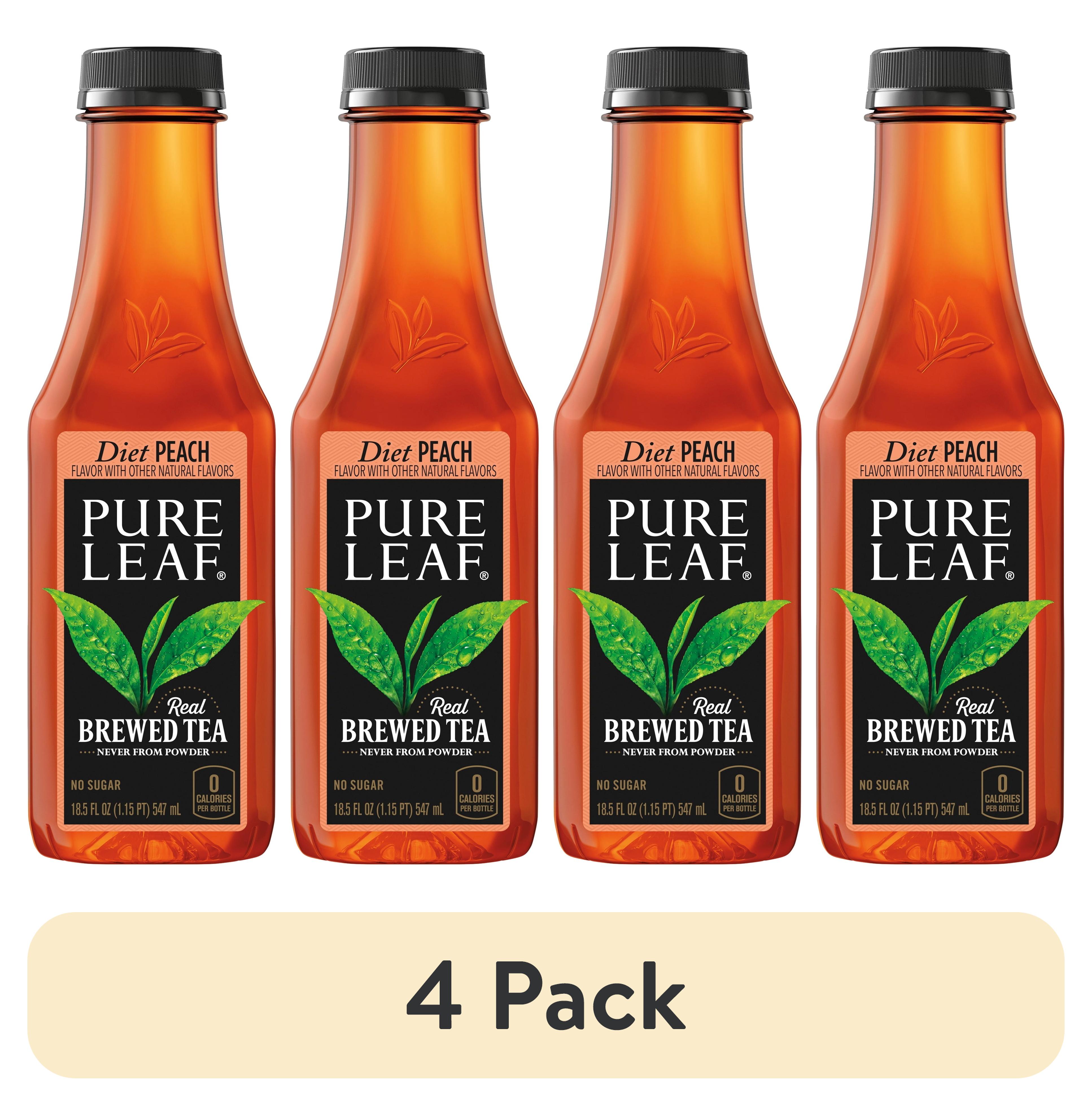 (4 pack) Lipton Pure Leaf Diet Peach Iced Tea, Bottled Tea Drink, 18.5 ...
