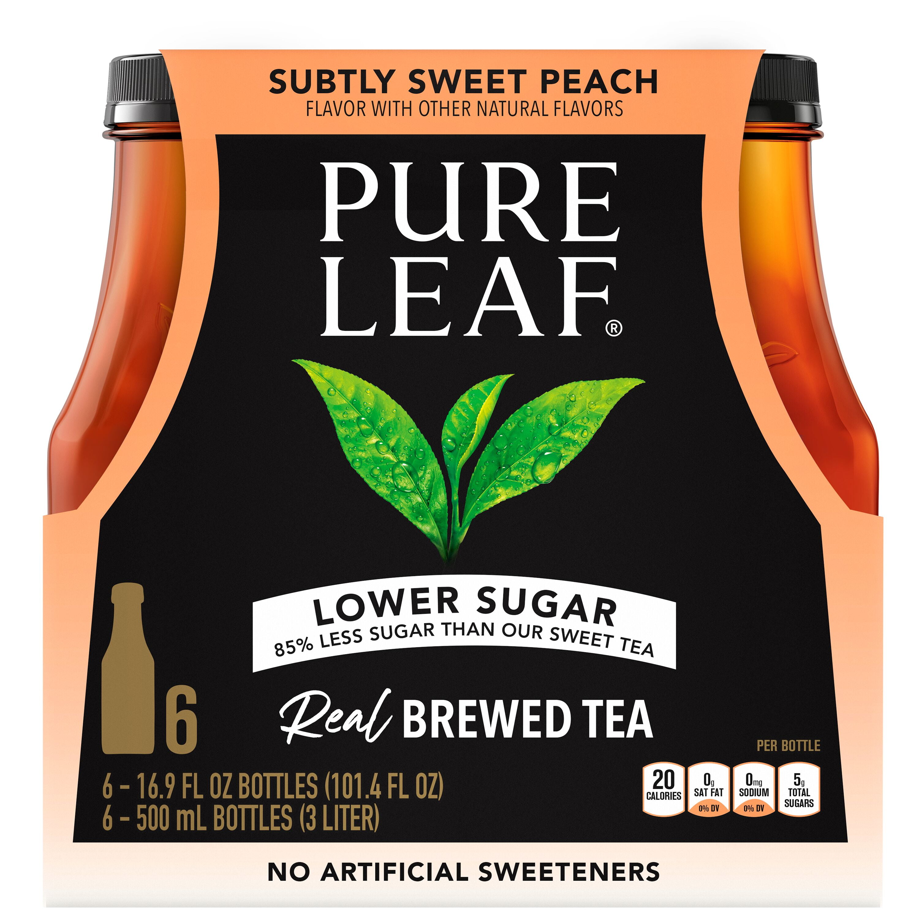 Lipton Pure Leaf Lower Sugar Subtly Sweet Peach Real Brewed Iced Tea ...