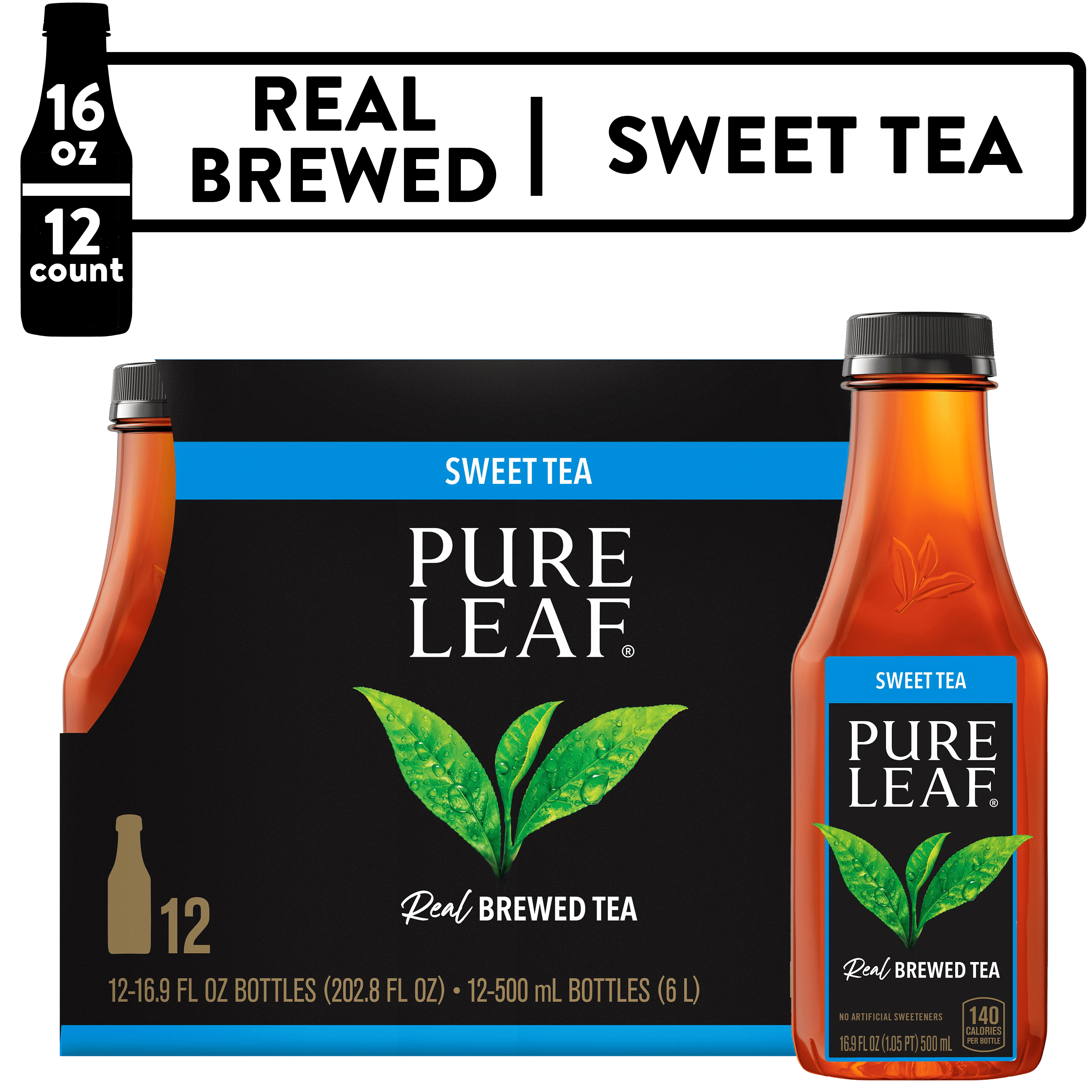 Lipton Pure Leaf Real Brewed Sweet Iced Tea, No Artificial Flavors, 16. ...