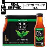 Lipton Pure Leaf Unsweetened Real Brewed Black Iced Tea, 16.9 fl oz, 12 ...