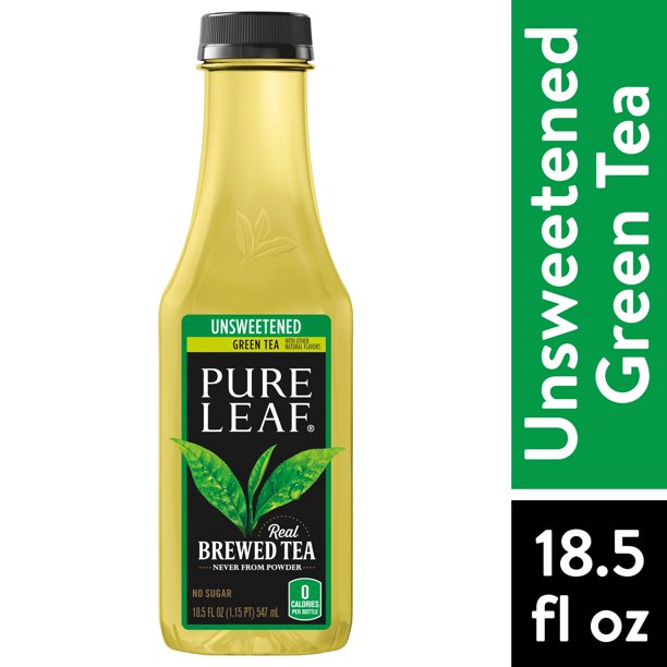 Lipton Pure Leaf Unsweetened Real Brewed Green Iced Tea, 18.5 fl oz ...
