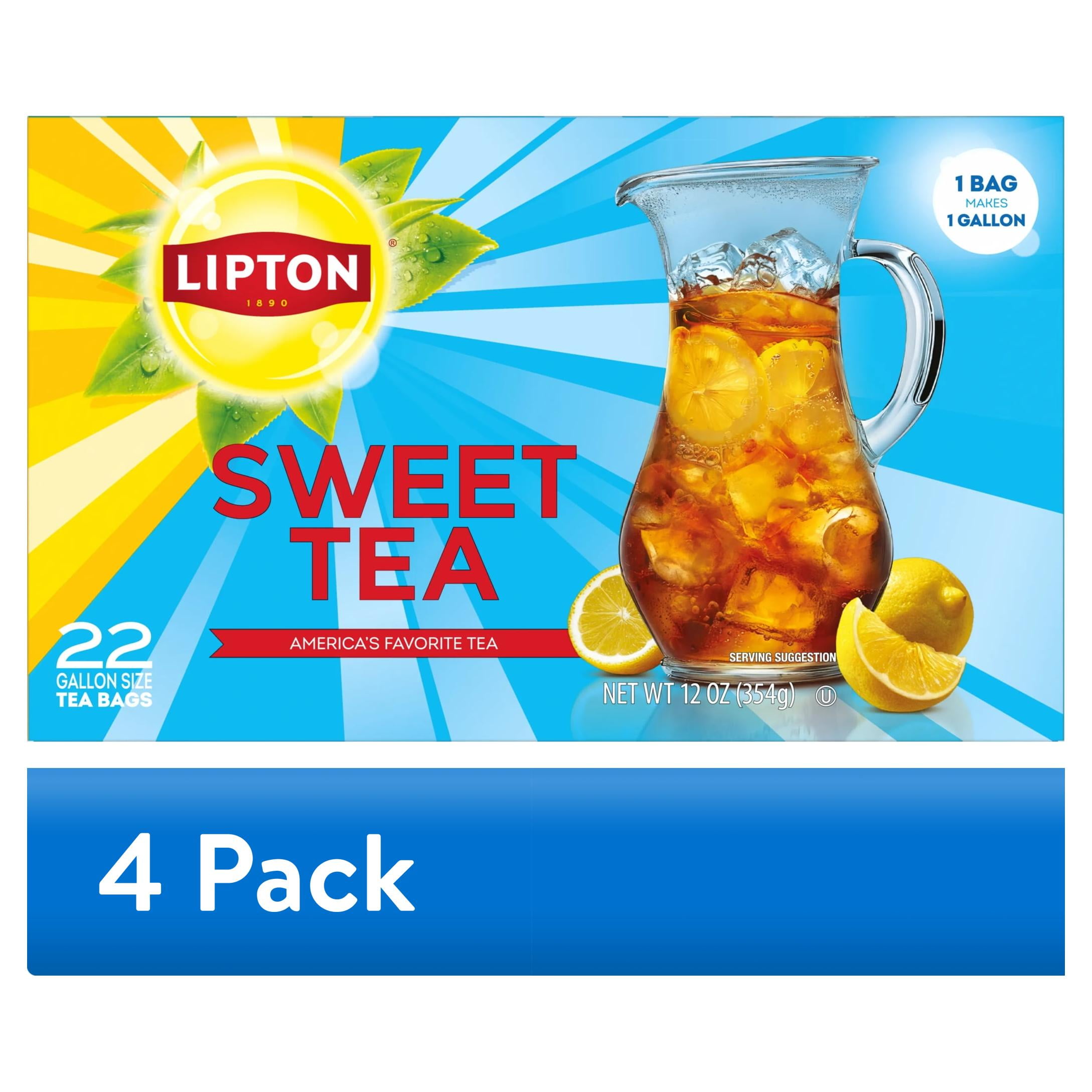 Lipton Southern Sweet Tea Bags, Gallon-Size Black Tea, 22 Count for ...