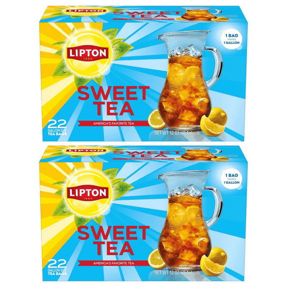 Lipton Southern Sweet Tea Bags, Gallon-Size, Pack of 2, 22 Count Per ...