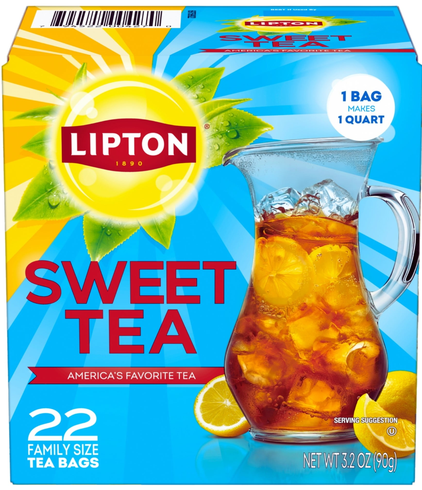 Lipton Southern Sweet Tea, Iced Tea Drink Mix, 22 Family Size Tea Bags ...