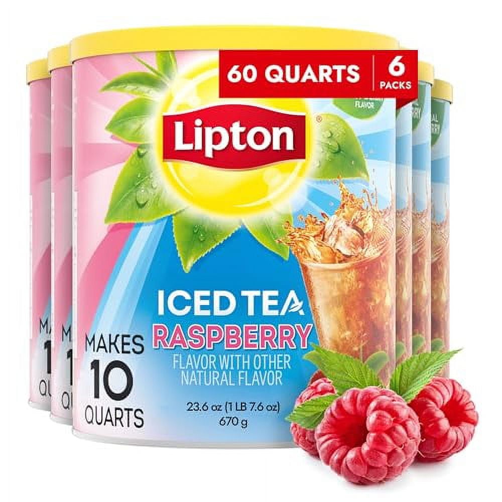 Lipton Sweetened Raspberry Iced Tea Mix, Real Brewed Leaves, Pack of 6 ...
