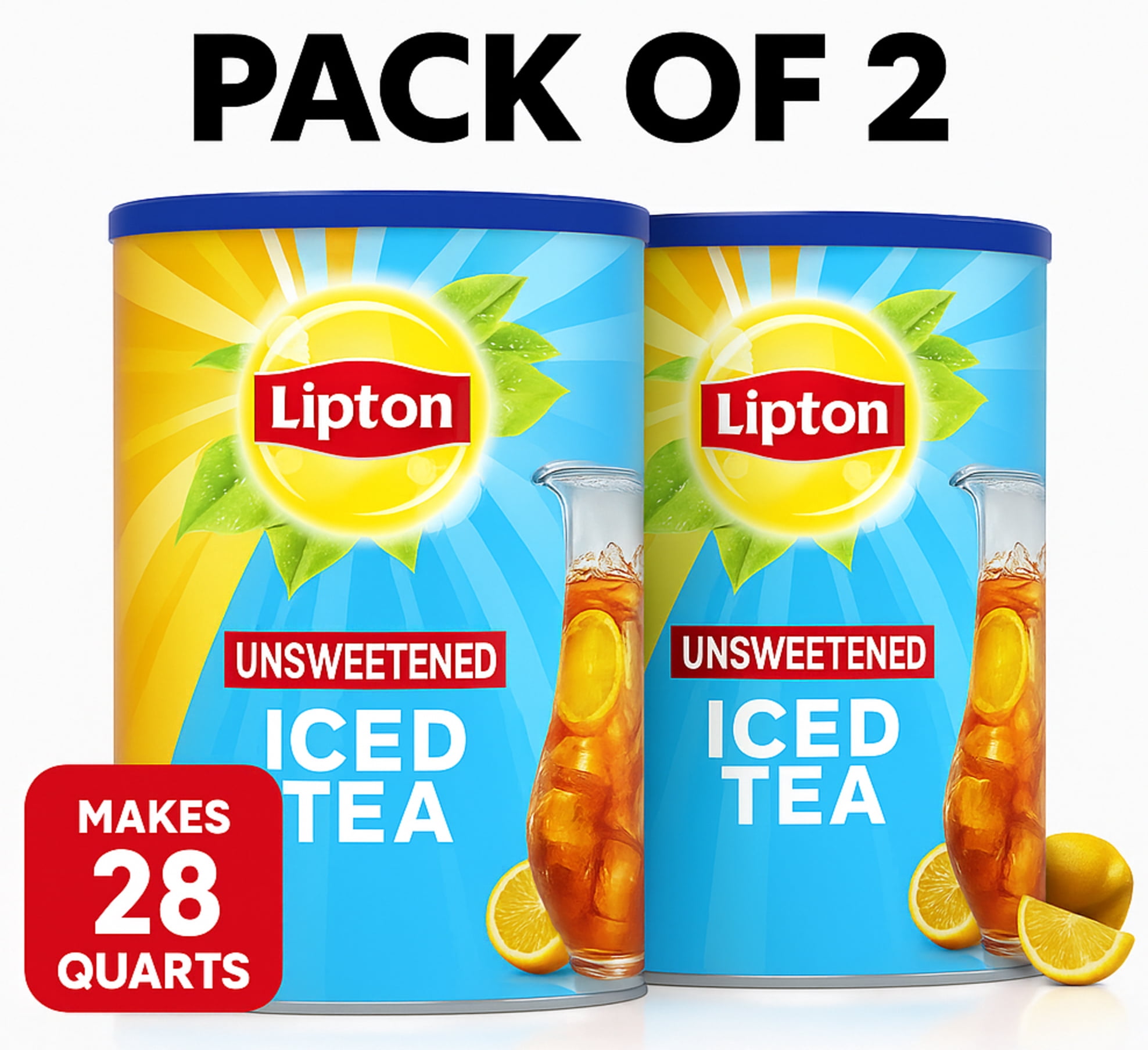 Lipton Unsweetened Iced Tea Mix, Sugar-Free, Made from Real Tea Leaves ...