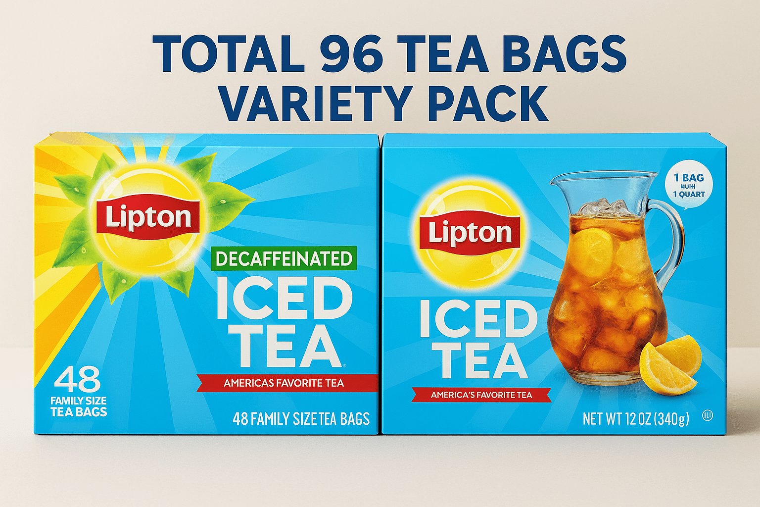 Lipton Unsweetened Zero Calories Iced Tea Bags Variety Pack, Decaf ...
