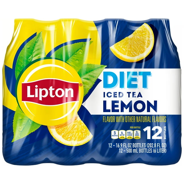 Lipton Zero Sugar Lemon Iced Tea, Bottled Tea Drink, 16.9 fl oz, 12 ...