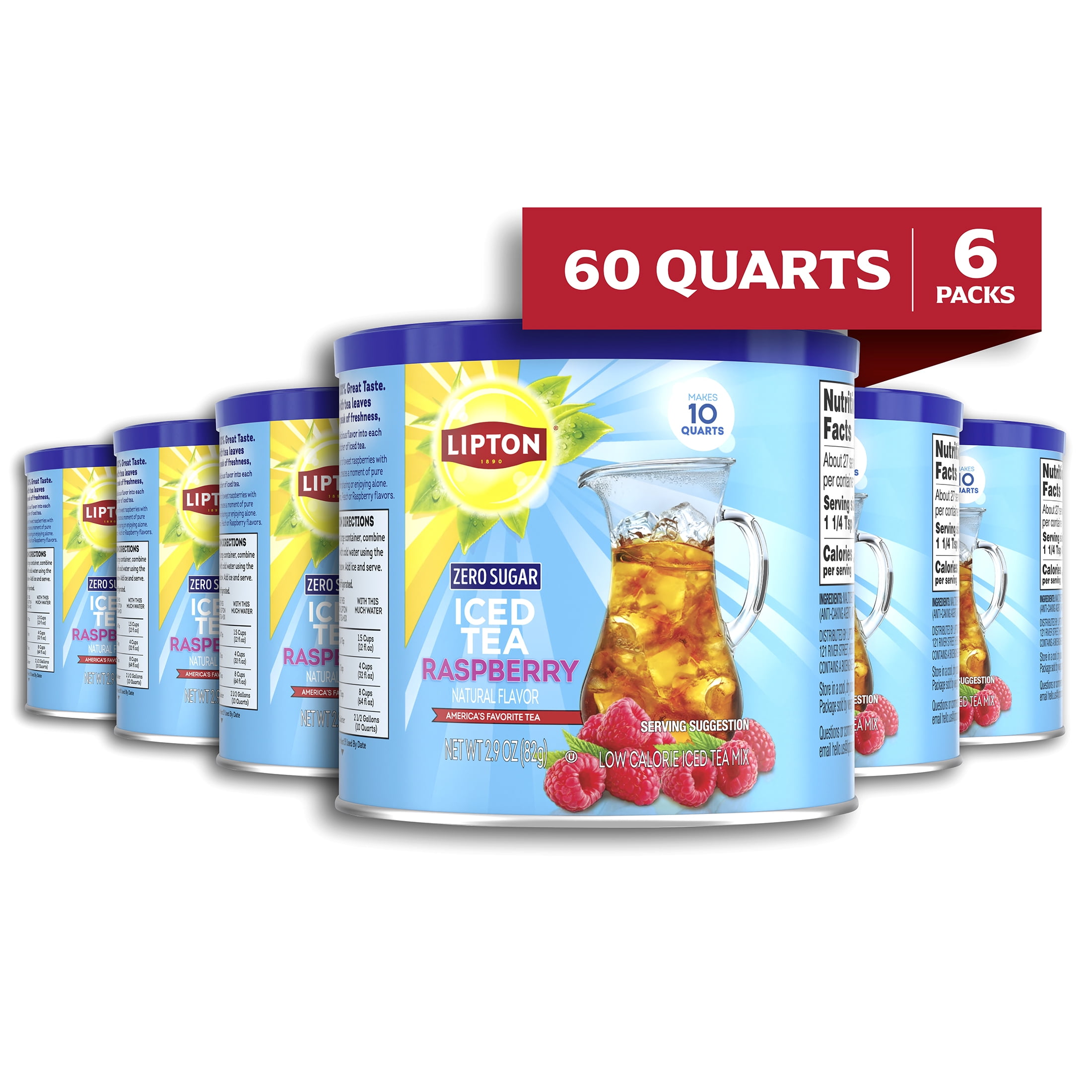 Lipton Zero Sugar Raspberry Flavor Iced Tea Mix, 10 Quarts - Walmart.com