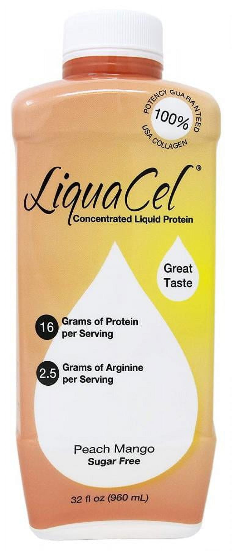 LiquaCel Oral Protein Supplement, Peach Mango Flavor, 32 ounce Bottle ...