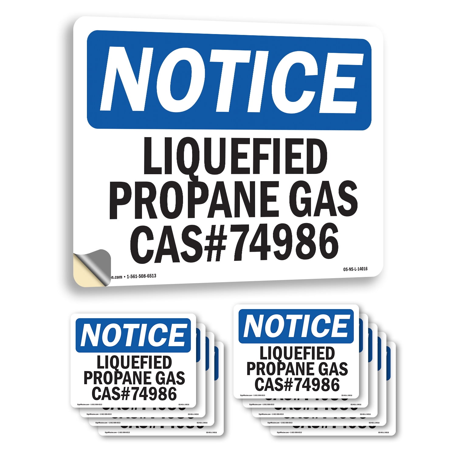 Liquefied Propane Gas Cas# 74986 OSHA Notice Vinyl Decal Label 18 Inch ...