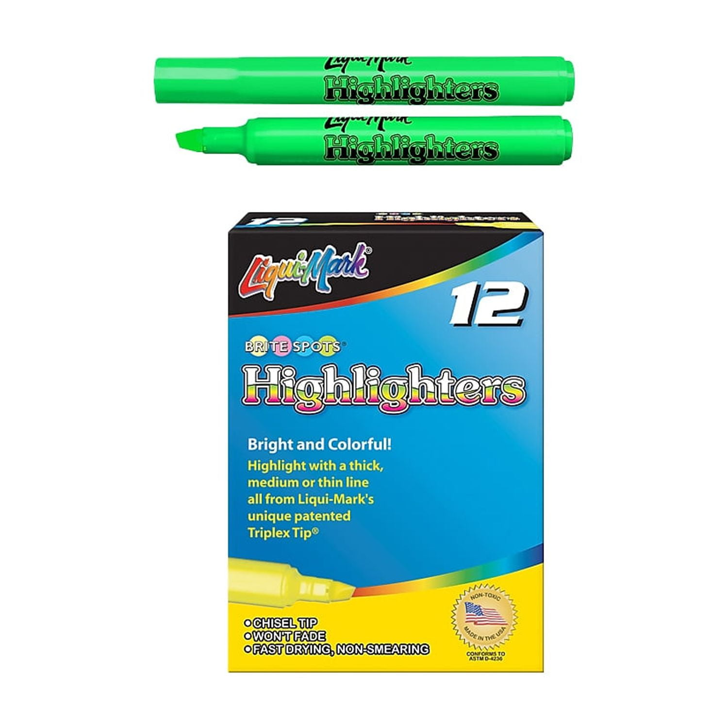 Liqui-Mark Tank Fluorescent Highlighter Chisel Tip Green Dozen (61211 ...