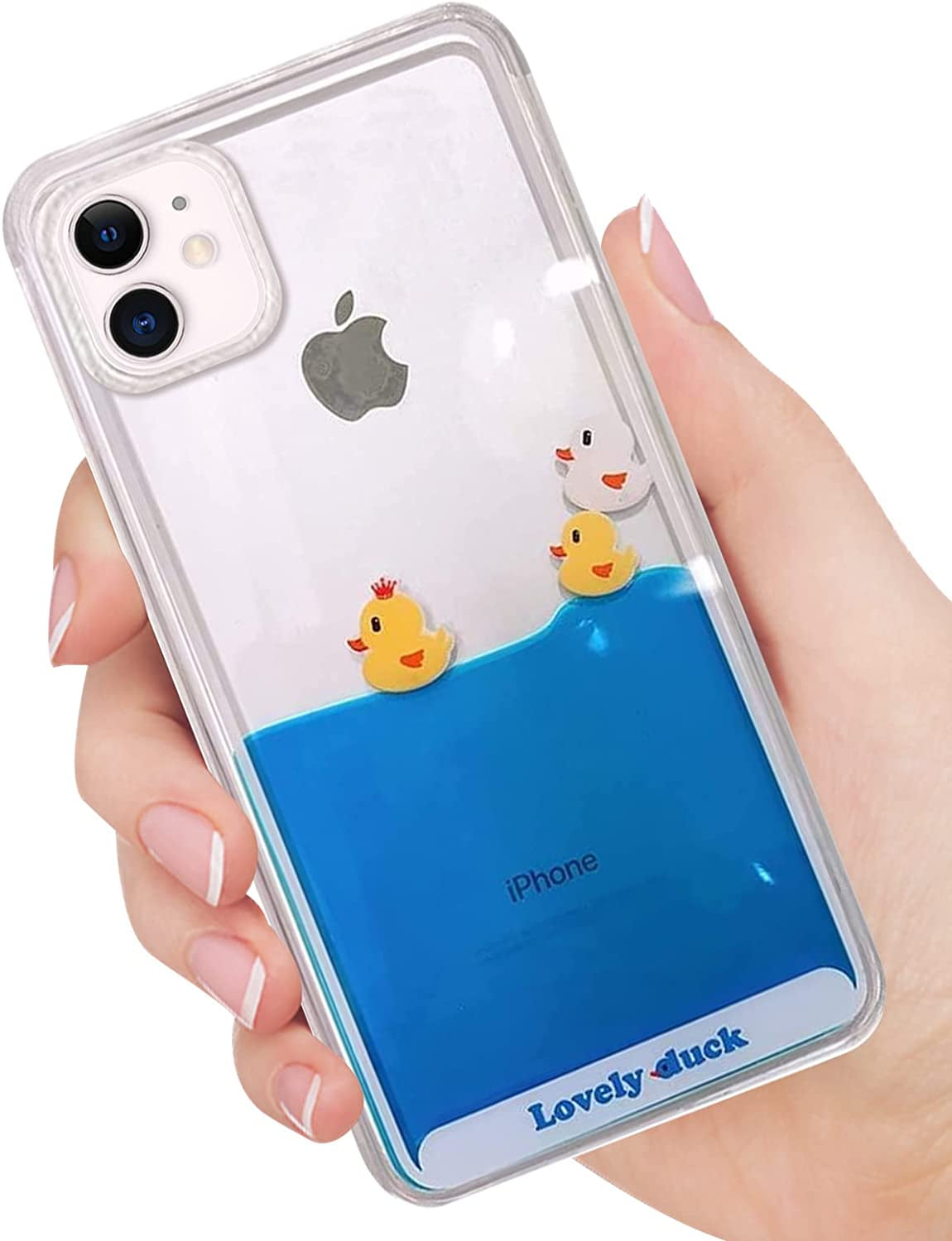 Liquid Case for iPhone 7 Plus，3D Dynamic Blue Liquid Floating Ducks and ...