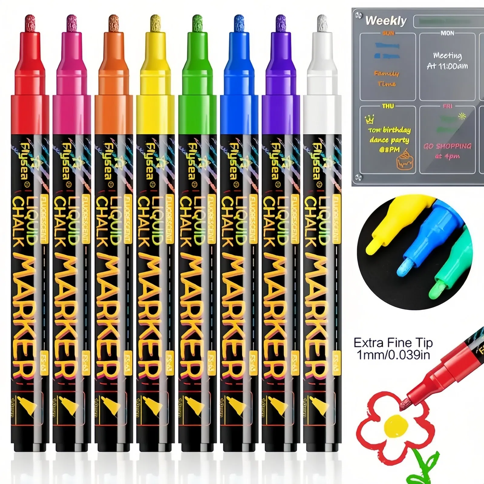 Liquid Chalk Markers for Blackboard & Glass, 8 Pack Dry Erase Marker ...