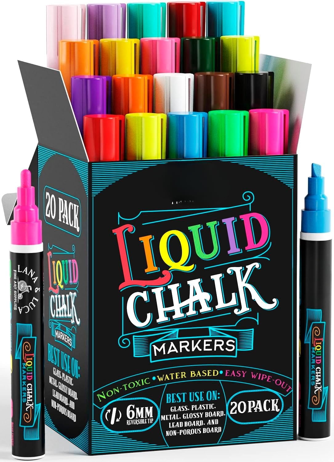 Liquid Chalk Markers for Blackboards - Bold Color Dry Erase Marker Pens ...