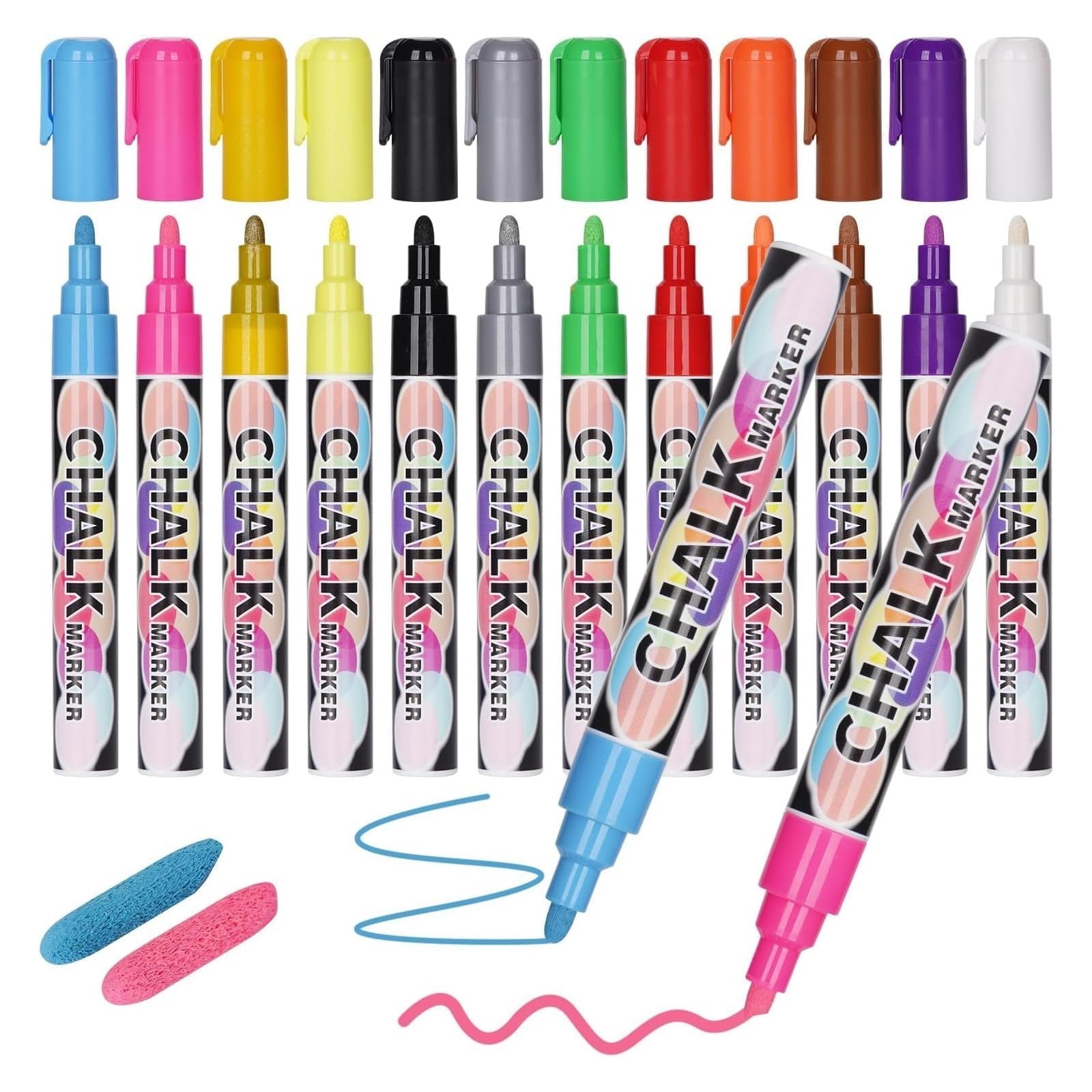 Liquid Chalk Markers Pens,12 Colors Washable & Wet Erase Neon Chalk ...